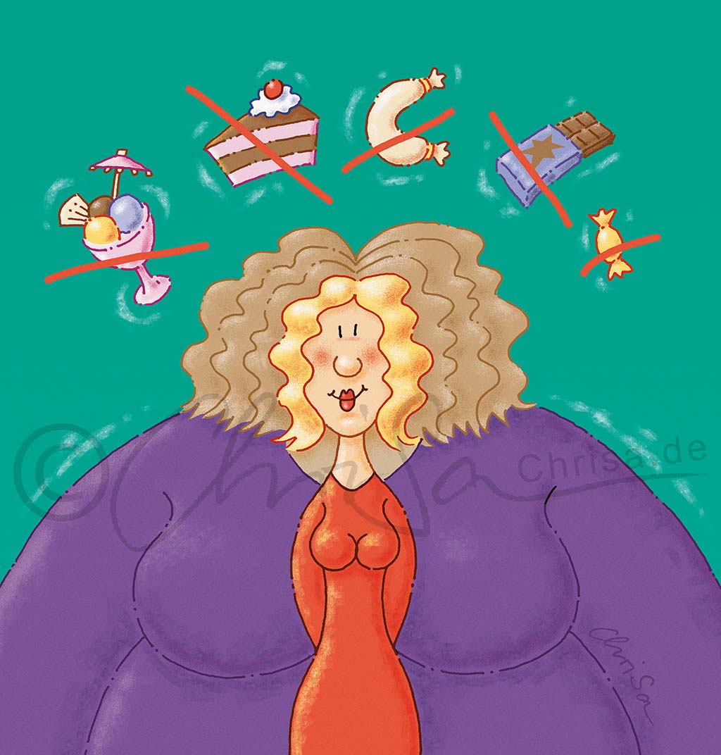 Illustration Cartoon Diät Fressen Essen Ernährung Hans Christuian ...